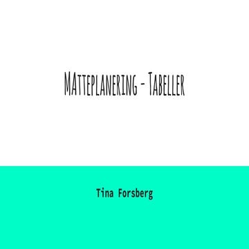 Matteplanering - tabeller | PDF