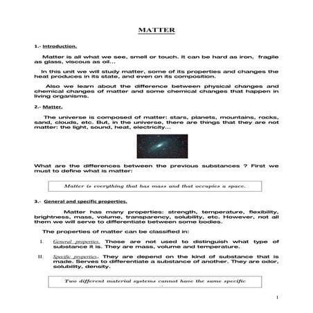 Matter | DOC | Chemistry | Science