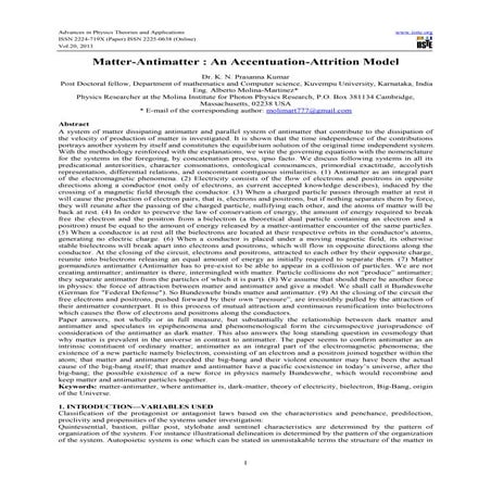 Matter antimatter - an accentuation-attrition model | PDF | Physics ...