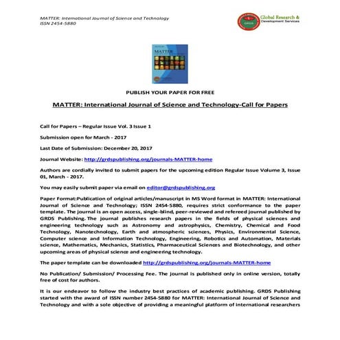 Matter call for papers | PDF