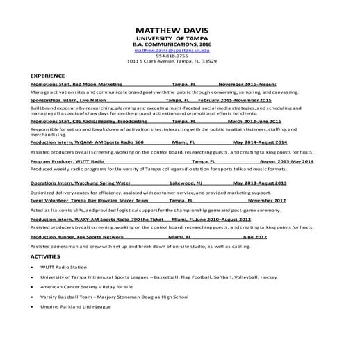 Matt Davis Resume | DOCX