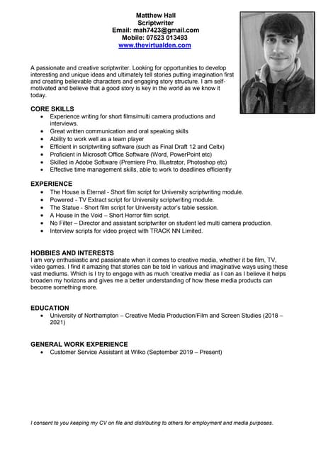 Jacob Ethington Resume Spring 2018 | PDF | Drama | Genres