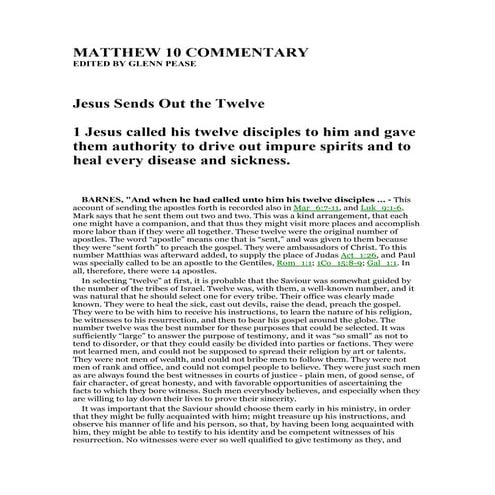 Matthew 10 commentary | PDF