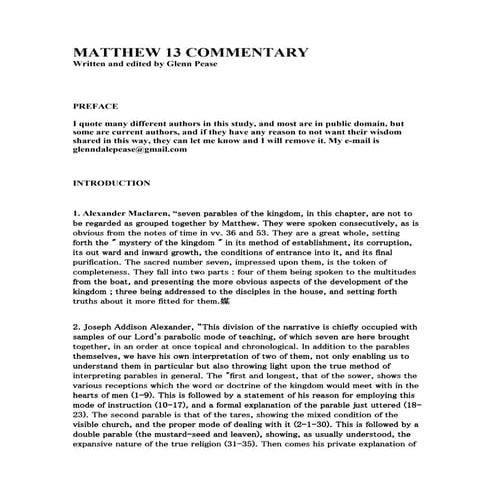 Matthew 13 commentary | PDF | Christianity | Religion & Spirituality