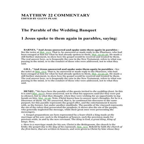 Matthew 22 commentary | PDF