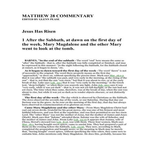 Matthew 28 commentary | PDF | Christianity | Religion & Spirituality