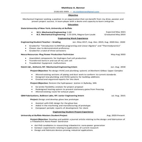 Matthew A. Benner Resume | DOCX | Science