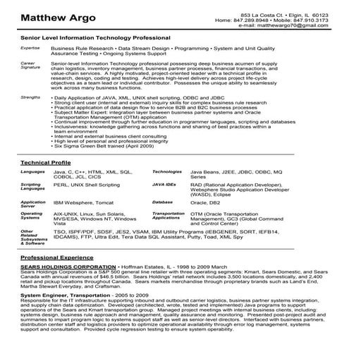 Matthew Argo Resume 2009 | PDF