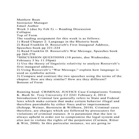 Matthew Bean Instructor Manager Email AuthorWeek 3 (due by F.docx