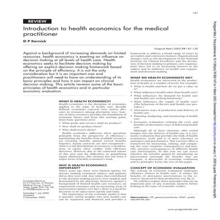 An Introduction to Health Economics | PPTX