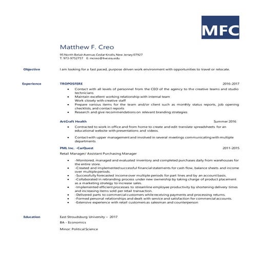 Matthew Creo's Resume | DOCX