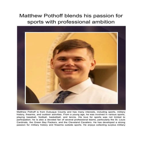 Matthew Pothoff blends his passion for sports with professional ...