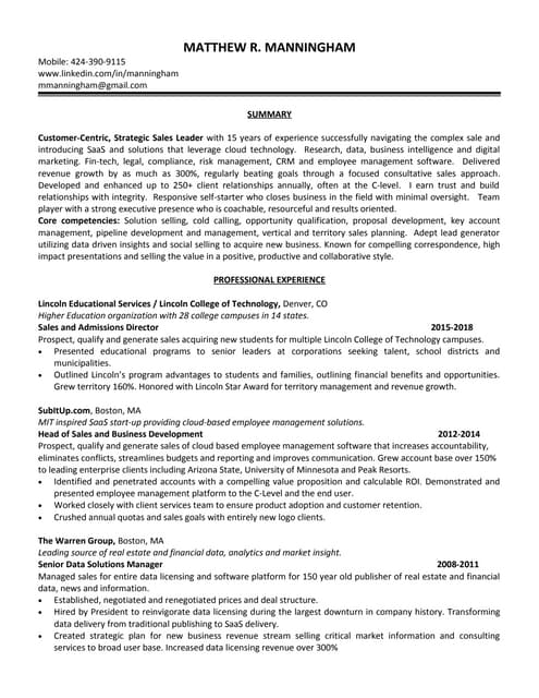 Ray ricciardi sales professional 2019 | PDF