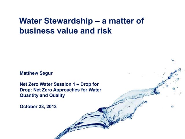 The Alliance for Water Stewardship | PDF