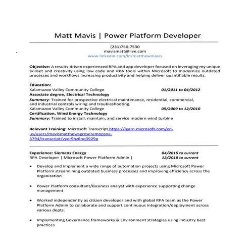Matt Mavis - RPA Developer Power Platform.docx