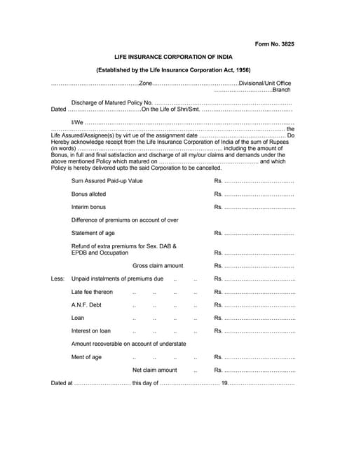Survival benefit form no. - 5180 | PDF