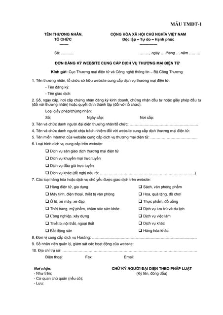 don dang ky danh gia tin nhiem website cua BCT | PDF