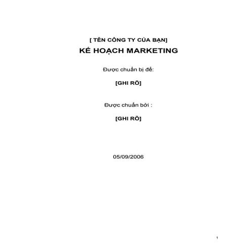 Mau ke hoach marketing | PDF