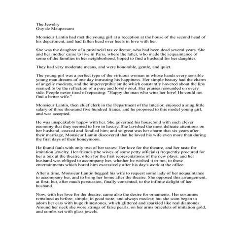 Maupassant, guy de -the jewelry | PPT