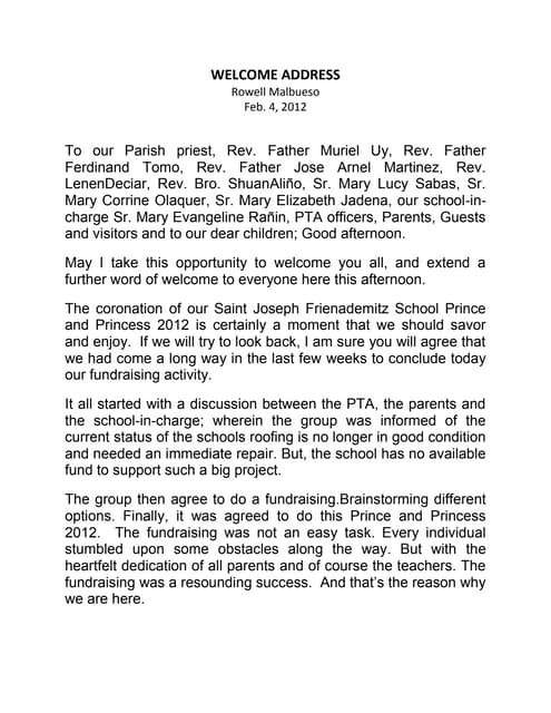 script for parent/guardian orientation in school | DOCX