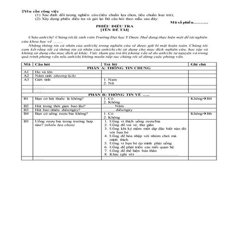 Mẫu phiếu điều tra | DOCX