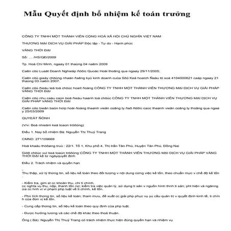 Mau quyet dinh bo nhiem ke toan truong | DOC