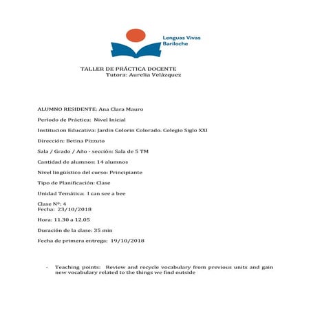 Kindergarten Lesson Plan 2 | DOCX