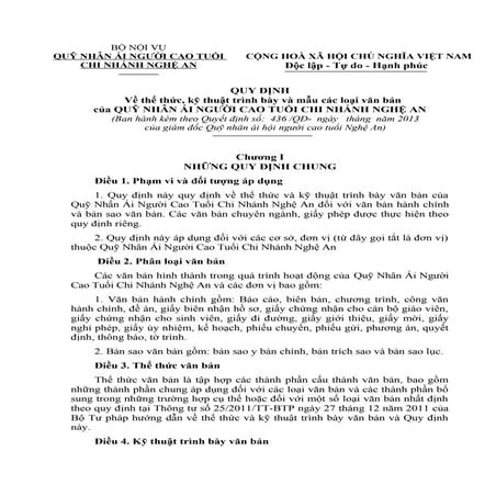 QUY DINH VE THE THUC KY THUAT TRINH BAY VA MAU CAC LOAI VAN BAN | PDF