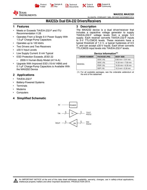 Rs 232 Eia 232 Serial Interface Pinout | PDF