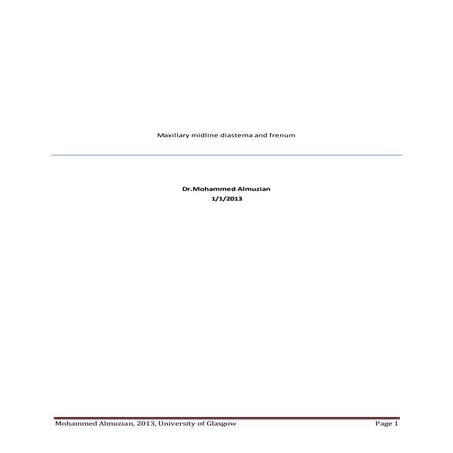 Maxillary midline diastema and frenum / for orthodontists by Almuzian ...