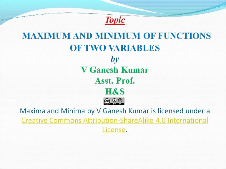 Maxima And Minima