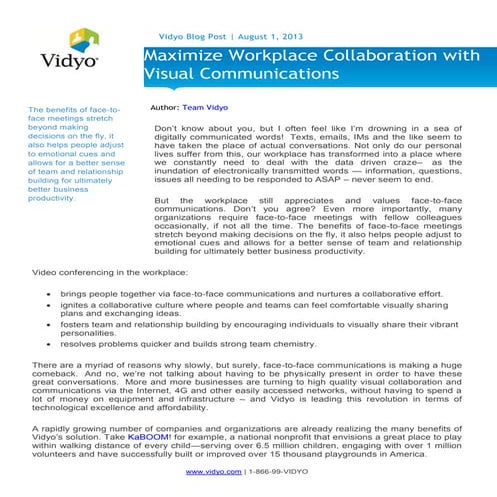 Maximize Workplace Collaboration with Visual Communications | PDF