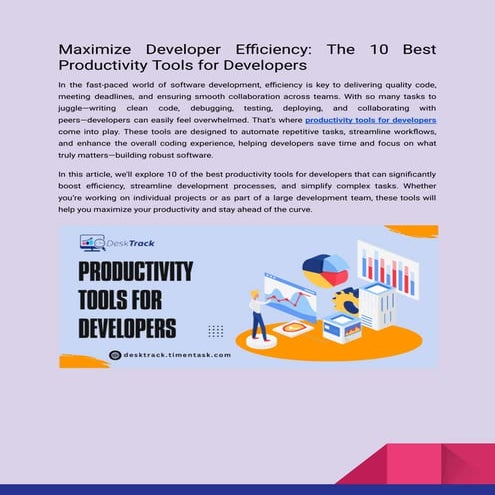 Maximize Developer Efficiency_ The 10 Best Productivity Tools for Developers | PDF