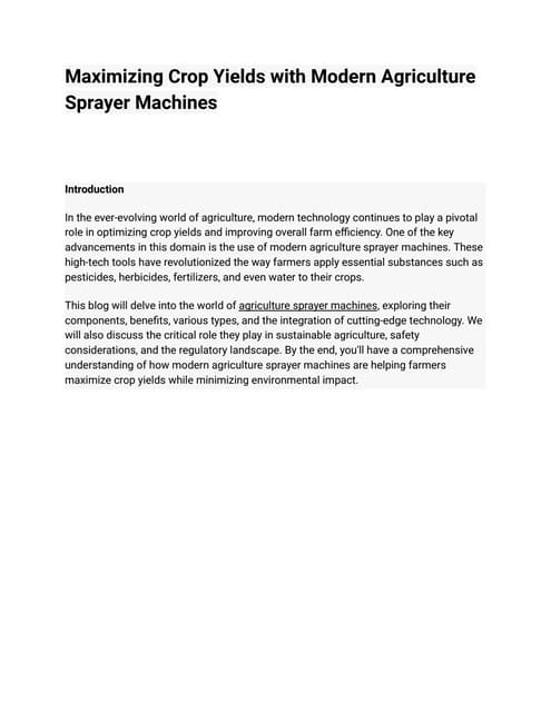 The Benefits of Spray Machines 27 May PPT | PPT