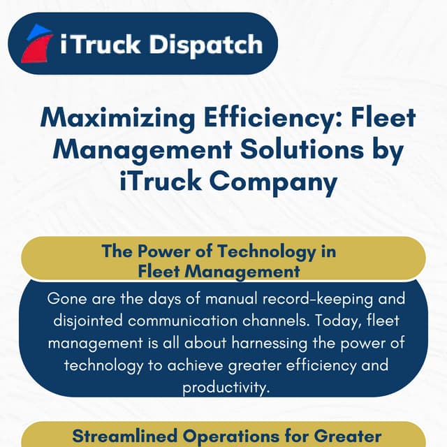 Maximizing Efficiency: Fleet Management Solutions by iTruck Company | PDF