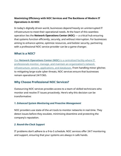 Network operations center (noc) | PPT