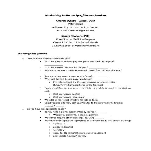 Spay Neuter Clinic Guidelines | DOC