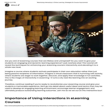 Maximizing Interactivity in Online Learning_ Strategies for Course Improvement | PDF