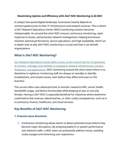 The Unsung Heroes of Seamless IT Operations with (NOC) Providers in AI ...