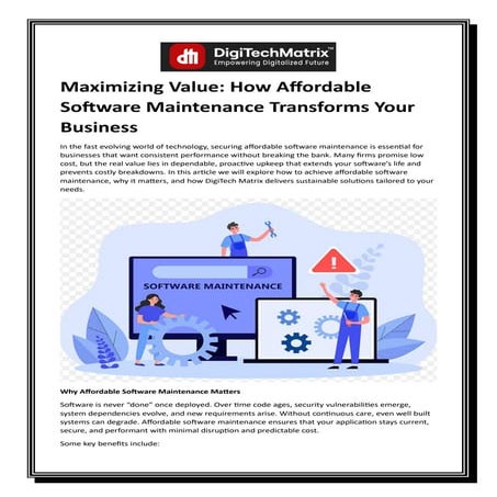 Maximizing Value: How Affordable Software Maintenance Transforms Your ...