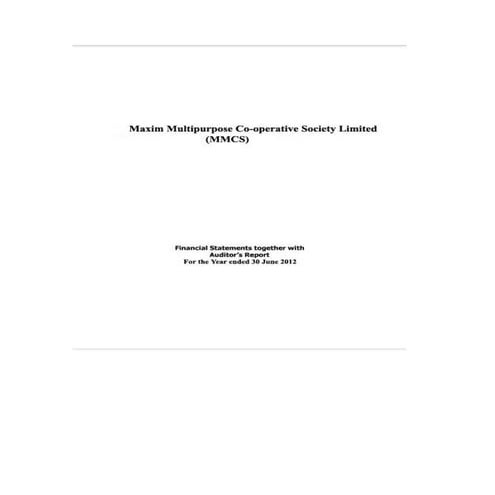 financial statement-Maxim multipurpose co operative society limited | DOC