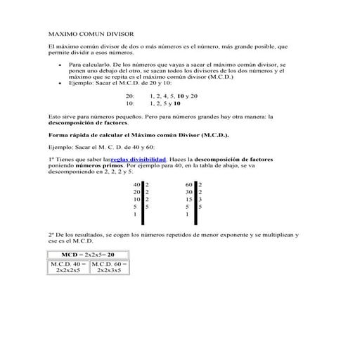 Maximo comun divisor | DOCX