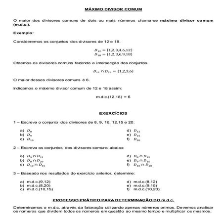 Maximo divisor comum | DOCX