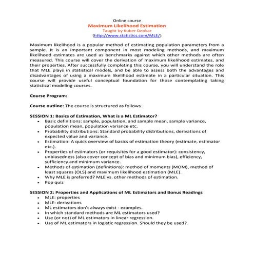 Maximum Likelihood Estimation | PDF