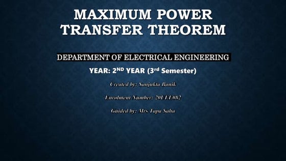 Maximum power transfer theorem for ac network | PDF
