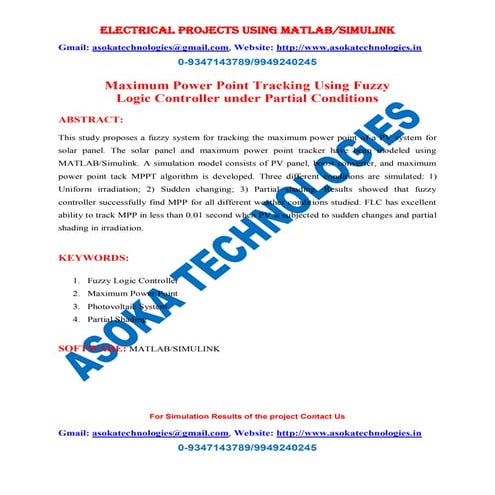 Maximum power point tracking using fuzzy logic controller under partial conditions | PDF