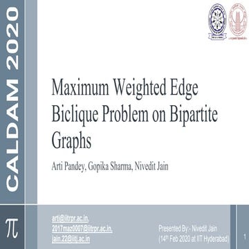 Maximum weighted edge biclique problem on bipartite graphs | PDF
