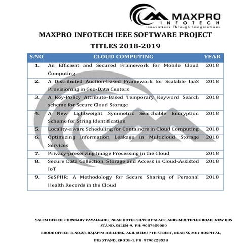 Maxpro infotech software project title list 2018 2019 | PDF