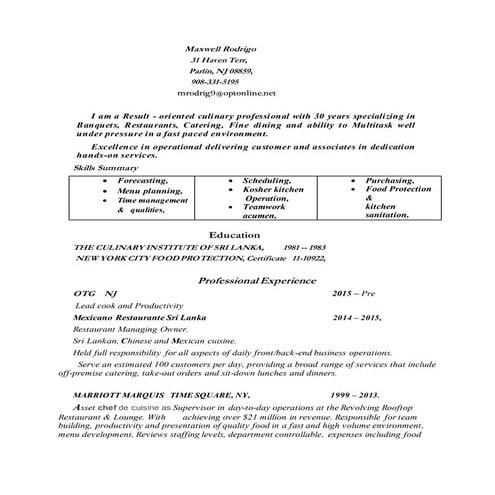 Jill pastry resume | DOCX