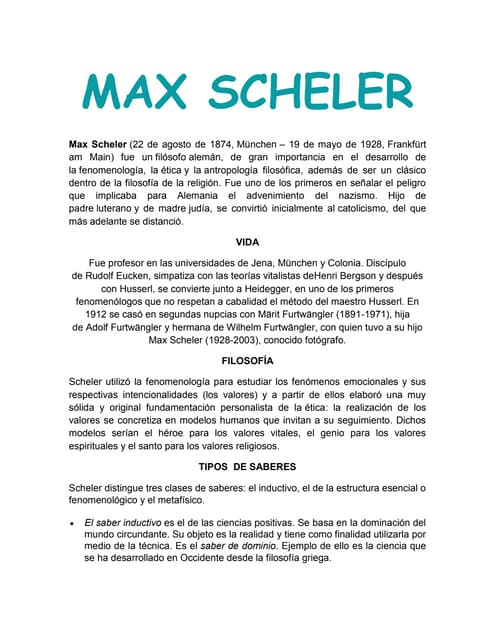 Escala De Valor Es De Max Scheler Escala De Valor Es De Max Scheler